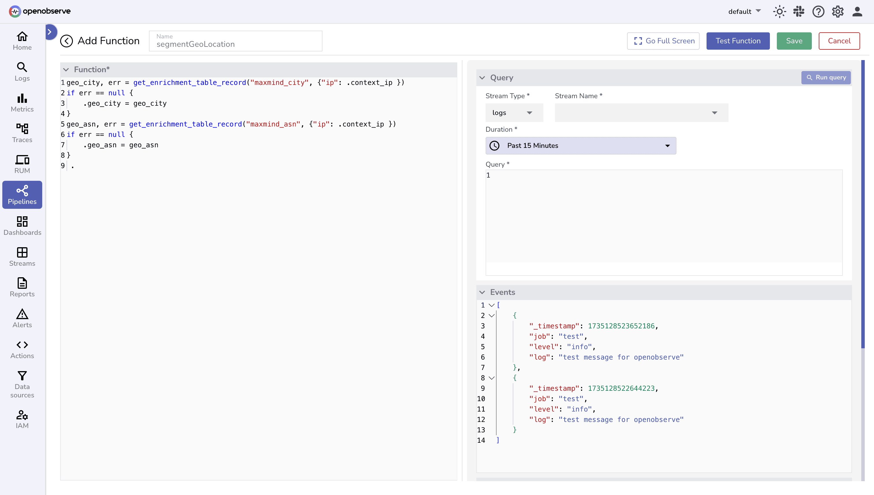 Openobserve Pipelines Real Time Data Processing And Enrichment